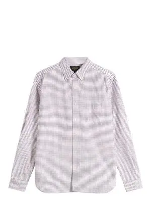 BEAMS Tattersall Check Button Down Oxford Shirt - White/red/navy