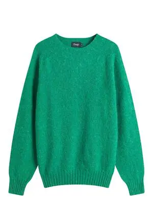 DRAKE'S Drake's Brushed Shetland Crew Knit Pixie Green