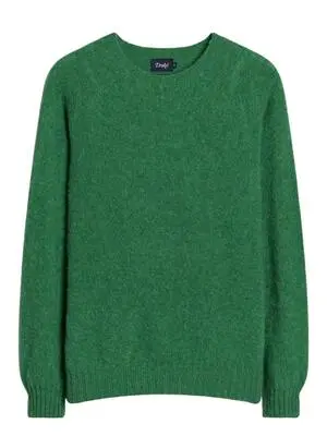 DRAKE'S Brushed Shetland Crew Knit - Pixie Green