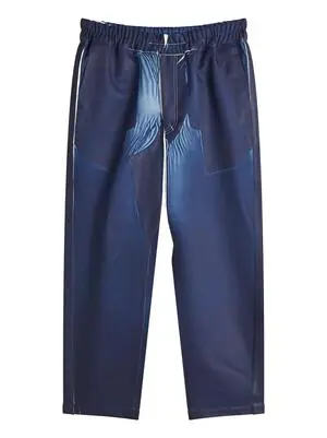 Comme Des Garçons Garment Printed Twill Trousers - Navy
