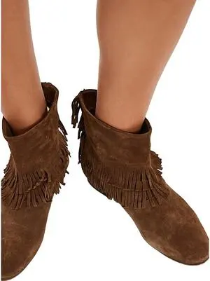 Free People Maya Mocc Boots - Brown Oiled Suede