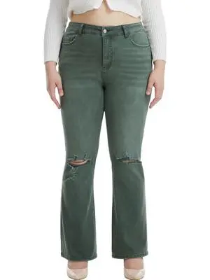 BAYEAS Emily High-waist Flare Leg Jeans - Green