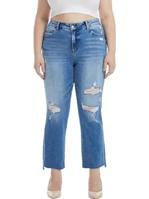 BAYEAS Bayeas Distressed High-Waist Slim Straight Jeans