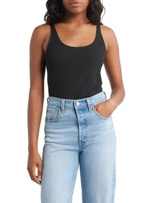 Topshop Slouchy Scoop Neck Tank - Black