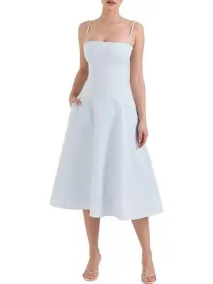 House Of Cb Dolly Seamed Midi Sundress - Ancient Water