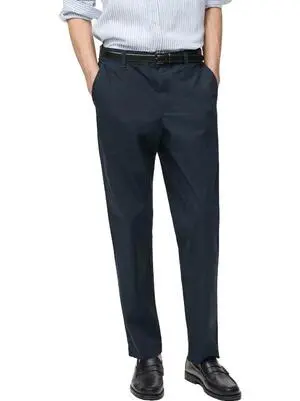 Mango Drawstring Straight Leg Poplin Pants - Dark Navy