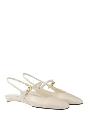 Prada Patent Leather Slingback Ballerinas - Neutral