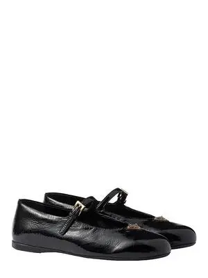 Prada Naplak Patent Leather Ballerinas - Black