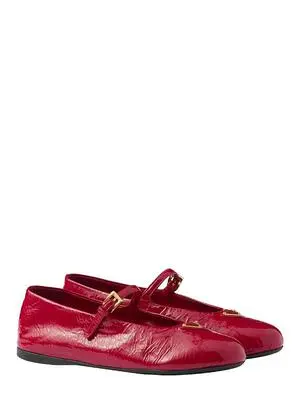 Prada Naplak Patent Leather Ballerinas - Red