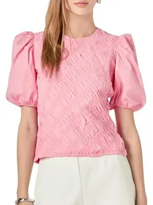 English Factory English Factory Asymmetrical Smocked Top Pink