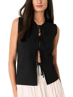 Whistles Tie Front Detail Top - Black