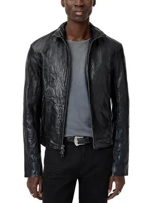 John Varvatos Ansel Crinkle Leather Jacket - Black
