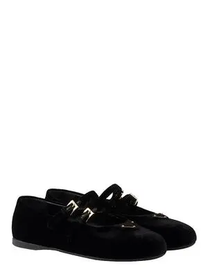Prada Velvet Ballerinas - Black