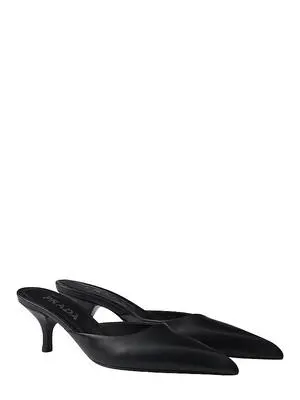 Prada Leather Mules - Black