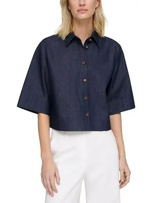LAFAYETTE 148 NEW YORK Lafayette 148 New York Button Front Cropped Top