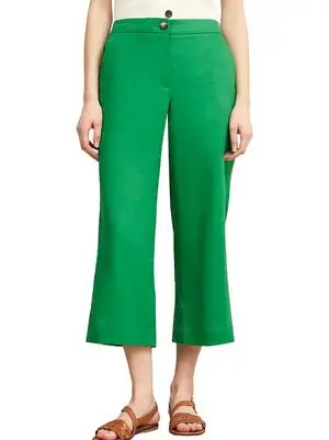 HOBBS LONDON Lillie Cropped Linen Trousers - Green