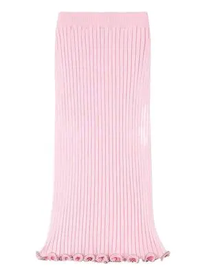 JIL SANDER Bead-embellished Ribbed-knit Midi Skirt - Pink