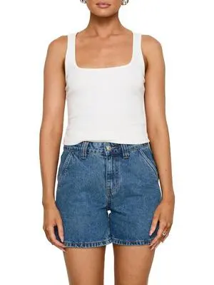 Princess Polly Lou Denim Carpenter Shorts - Mid Wash