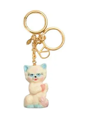 Valentino Garavani Le Chat De La Maison Nylon Bag Charm With Key - Antique Brass/multicolour