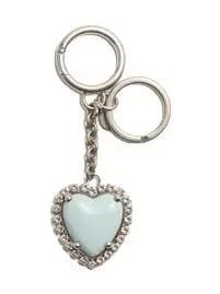 Valentino Garavani Coeur Hyperbole Bag Charm With Key Chain In Metal, Synthetic Material And Crystals - Palladium/azure
