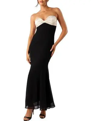 PETAL & PUP Strapless Maxi Dress - Black