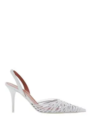 Amina Muaddi Lori Leather Slingback Pumps - White