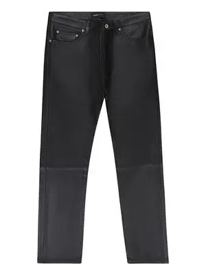 PURPLE BRAND Leather Relaxed Fit Pant - Black