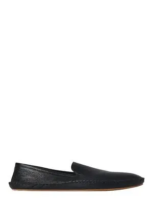 THE ROW Vasko Grainy Leather Loafers - Black
