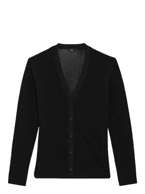 Theory Pointelle Stitch Cardigan - Black