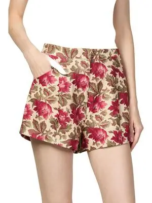 Posse Rosalie Floral Print Shorts Pink