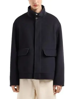 Emporio Armani Wool-cashmere Blouson Jacket - Dark Navy