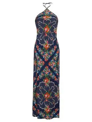 Cara Cara Andes Maxi Halter Dress - Gemma Scarf Navy
