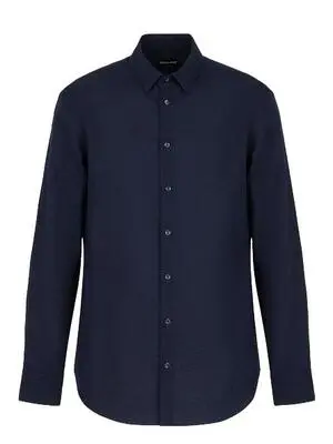 Giorgio Armani Regular-fit Cotton-seersucker Shirt - Blue