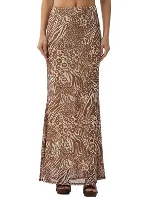 AFRM Tegan Animal Print Maxi Skirt - Taupe Animal