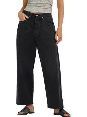 LEEM High-waist Loose Fit Ankle Jeans - Dark Memory