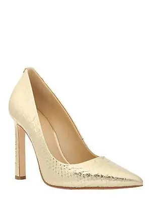 Michael Kors Amara Metallic Snake Embossed Leather Pump - Gold