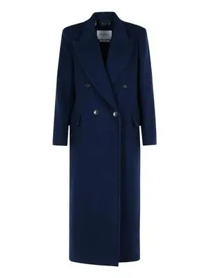 Max Mara Albania' Virgin Wool-Blend Coat Blue