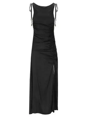 GANNI Satin Long Dress - Black