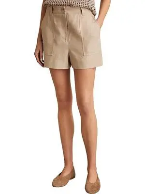 REISS Ashby Linen Shorts Neutral