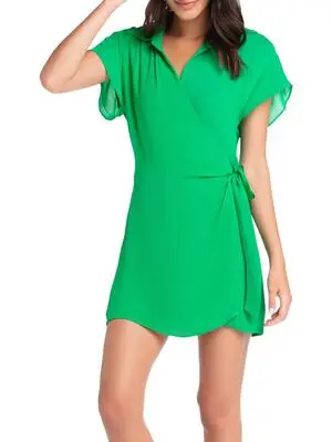 Helen Jon Flutter Sleeve Wrap Dress - Kelly Green