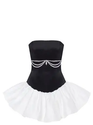 MILLA Swan-like Mini Corset Dress - Black