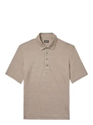 Zegna Linen Polo Shirt - Neutrals