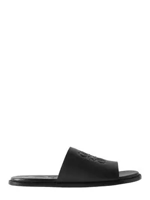 Loewe Paula's Ibiza Logo-debossed Leather Slides - Black