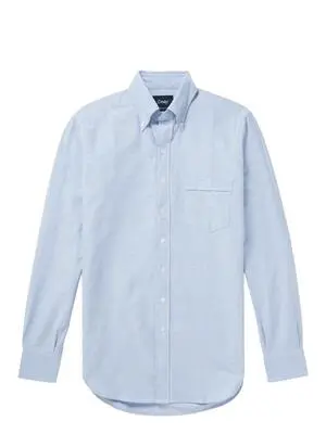 DRAKE'S Button-down Collar Cotton Oxford Shirt - Blue