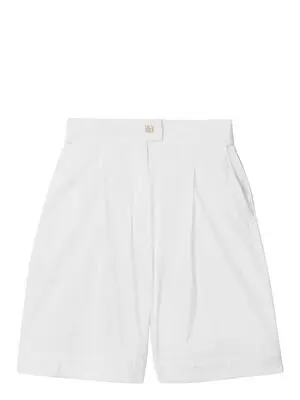 Max Mara Sultano Pleated Cotton-blend Poplin Shorts - White