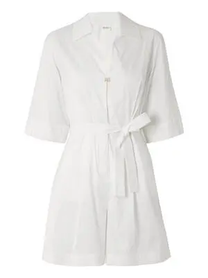 Max Mara Canard Cotton-blend Playsuit - White