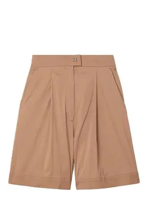 Max Mara Sultano Pleated Cotton-blend Poplin Shorts - Brown