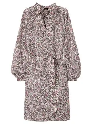 Loro Piana Billie Belted Floral-print Mini Dress - Pink