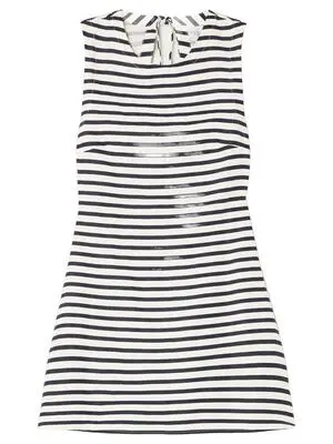Faithfull The Brand Faithfull Julia Striped Linen Mini Dress Navy