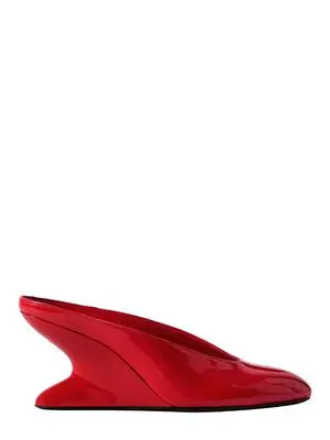Alaïa Patent-leather Wedge Mules - Red